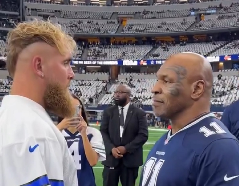 Mike Tyson and Jake Paul had a dueling stare-down at Arlington Stadium ...