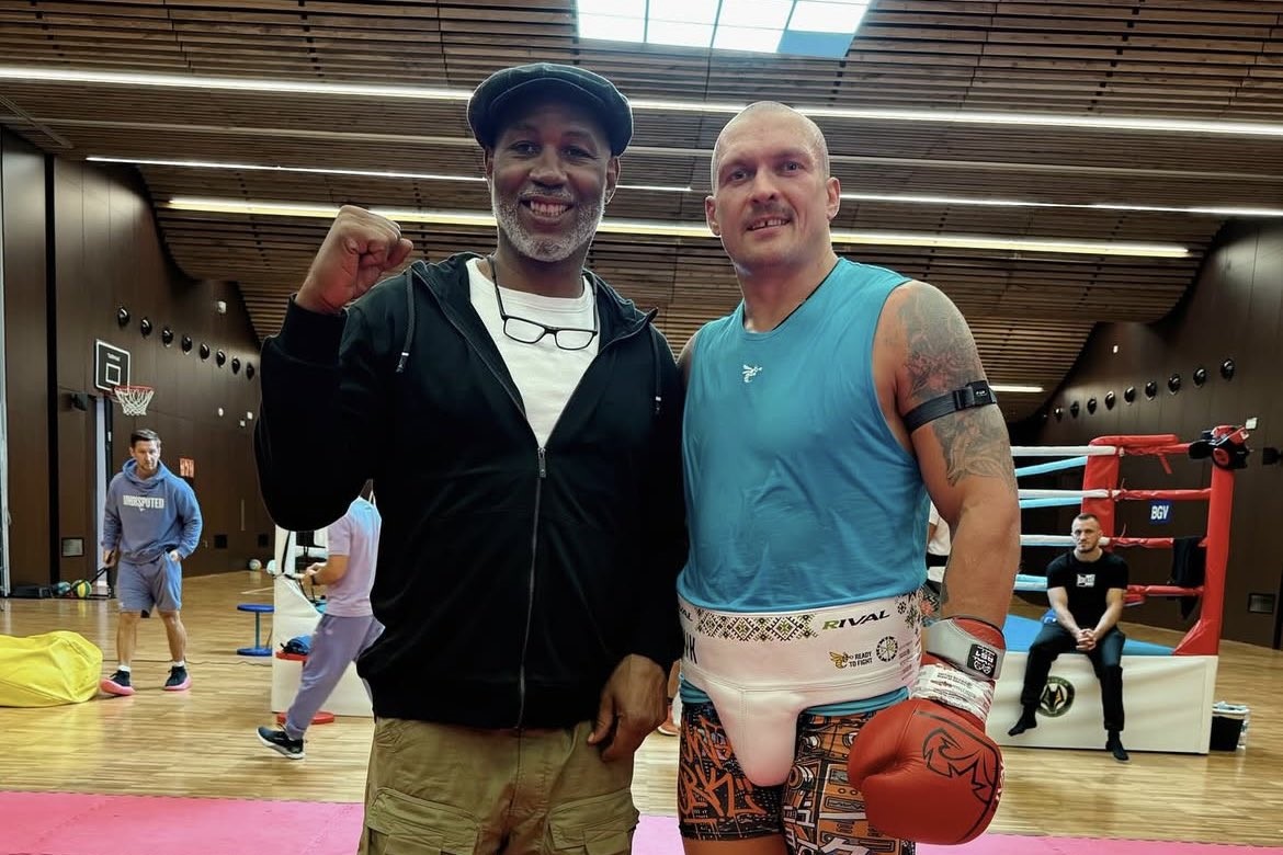 Legendary! Lennox Lewis visits Oleksandr Usyk's camp ahead of the ...
