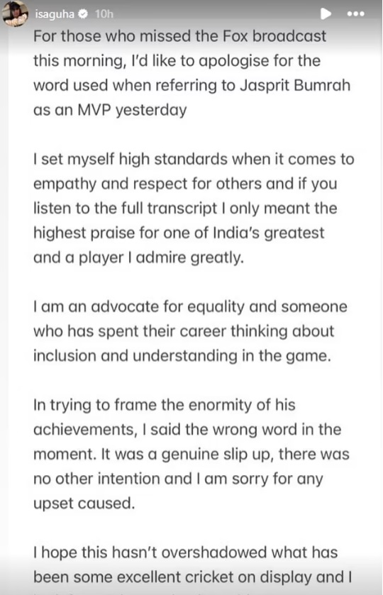 BBC cricket commentator Isa Guha apologizes after calling player a ...