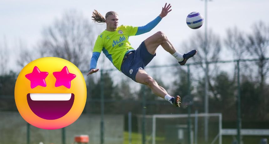 Scored with a bicycle kick! Erling Haaland shows off training goals ...