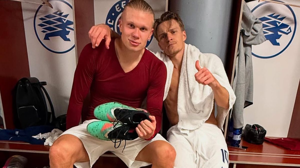 Erling Haaland shares personal photos from Norway's dressing room after victory over Estonia ...