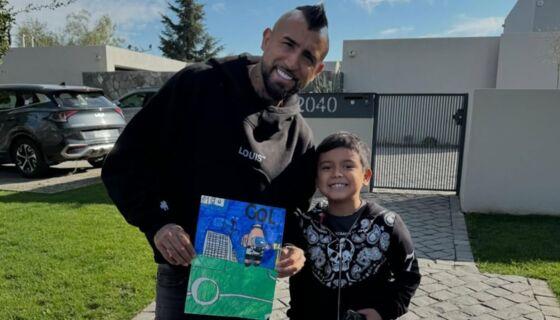 Dad's pride: Arturo Vidal shows off the stunning goal scored by his ...