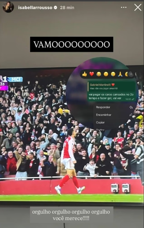 The power of love. Gabriel Martinelli's girlfriend inspired his goal ...