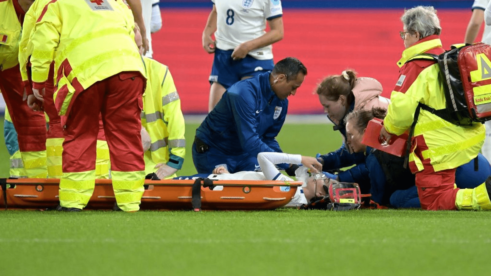 The England women's team defender suffered a head injury. She was ...