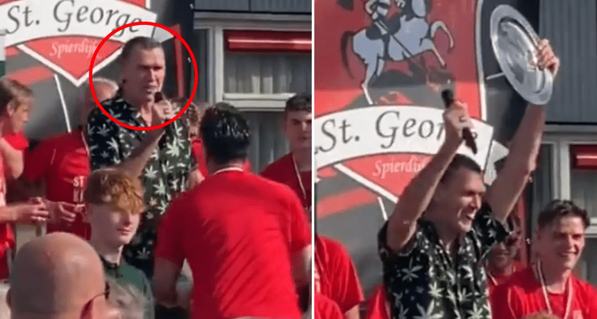 Dutch team celebrated a league triumph with the referee who officiated ...
