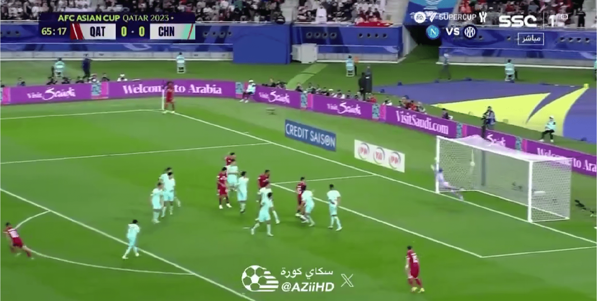 A beautiful shot from the top. Qatar scored an incredible goal in the ...
